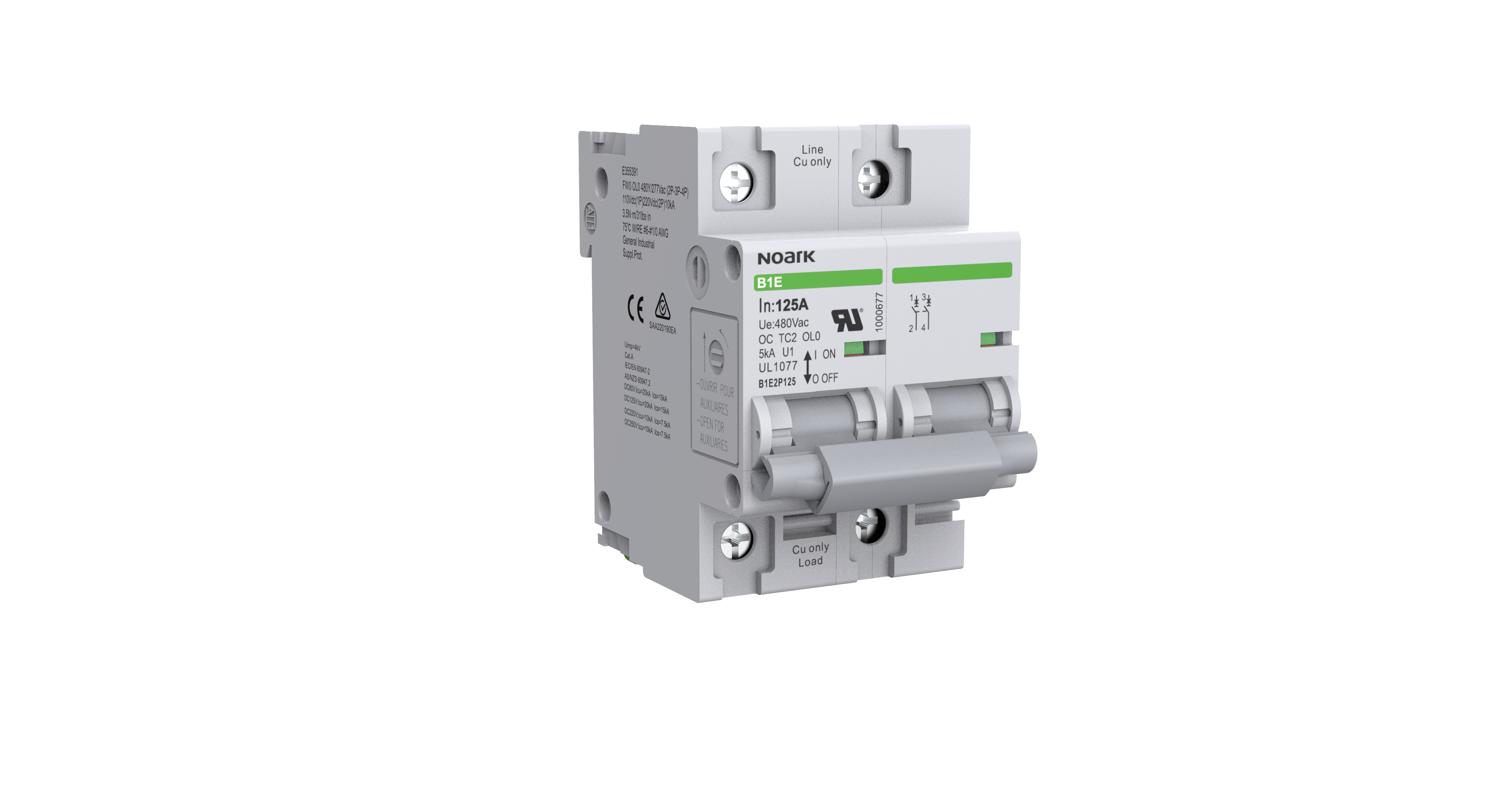 B1E2P80-Supplementary Protectors, B1E UL 1077, 2P, 80A, 5 kA, 480V/277 ...