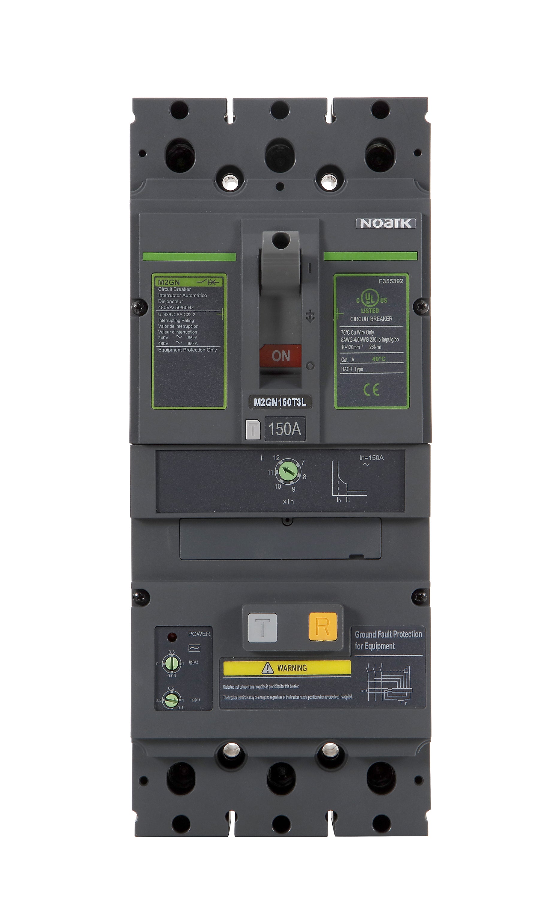 M2GS150T3L-UL489 Ground fault protection breaker, M2 frame, 150A, 35kA ...